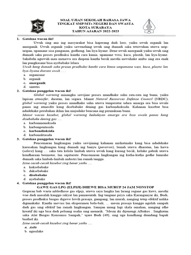 Latsoal Usek Bjawa | PDF