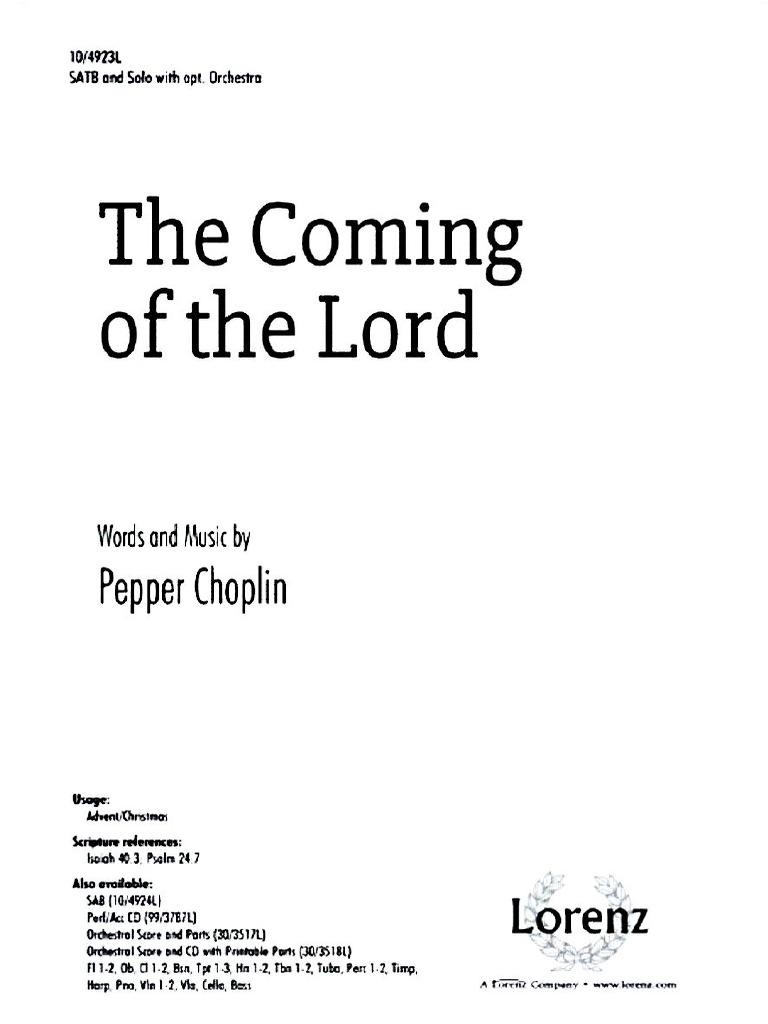 The Coming of The Lord - Pepper Choplin | PDF