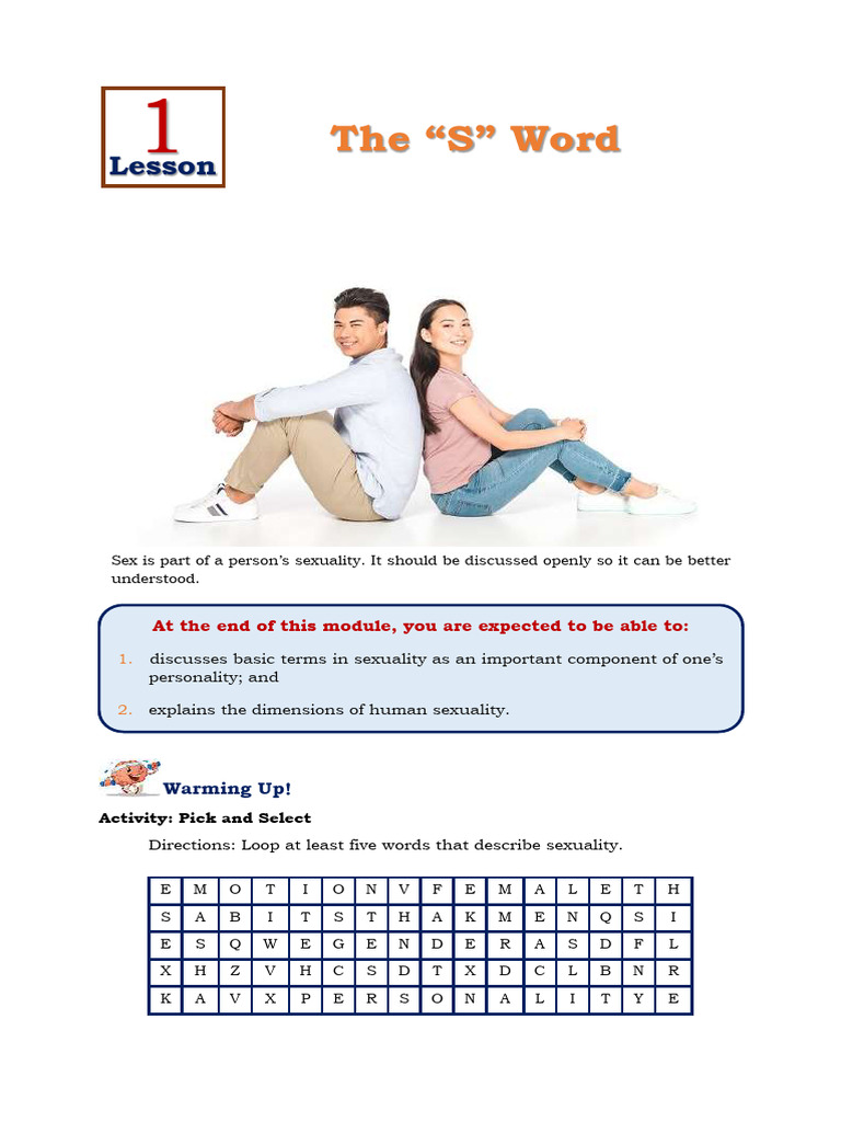 UNIT I Lesson1 | PDF | Human Sexuality | Gender