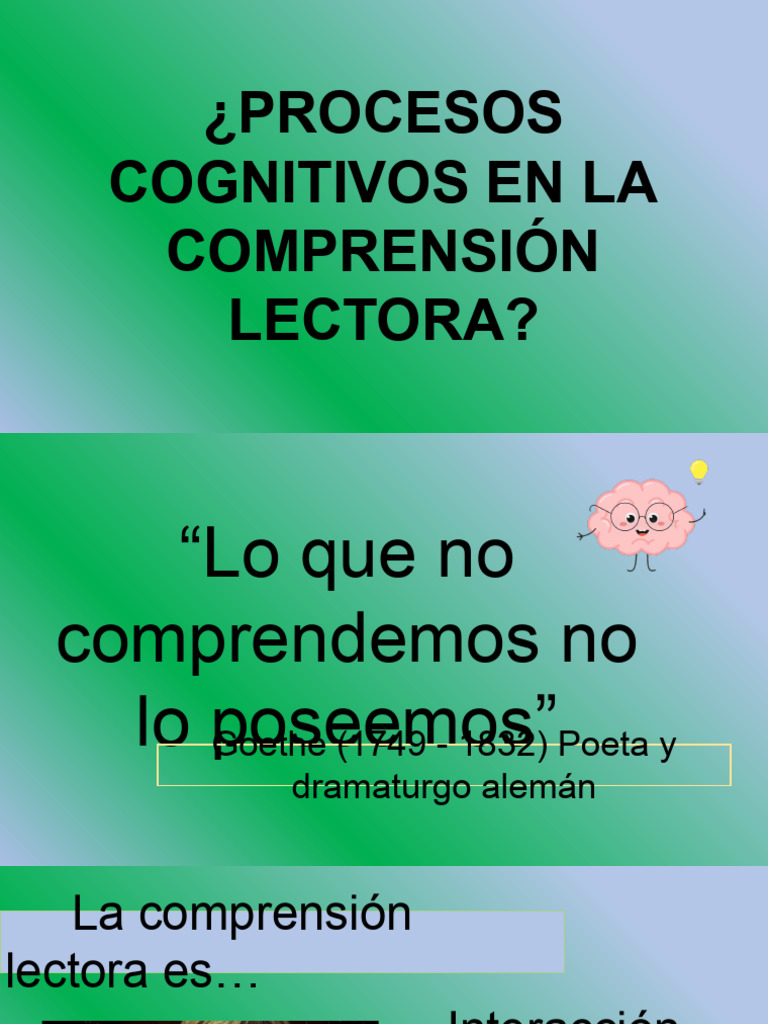 Procesos Cognitivos en La Comprensión Lectora - Sem5 | PDF