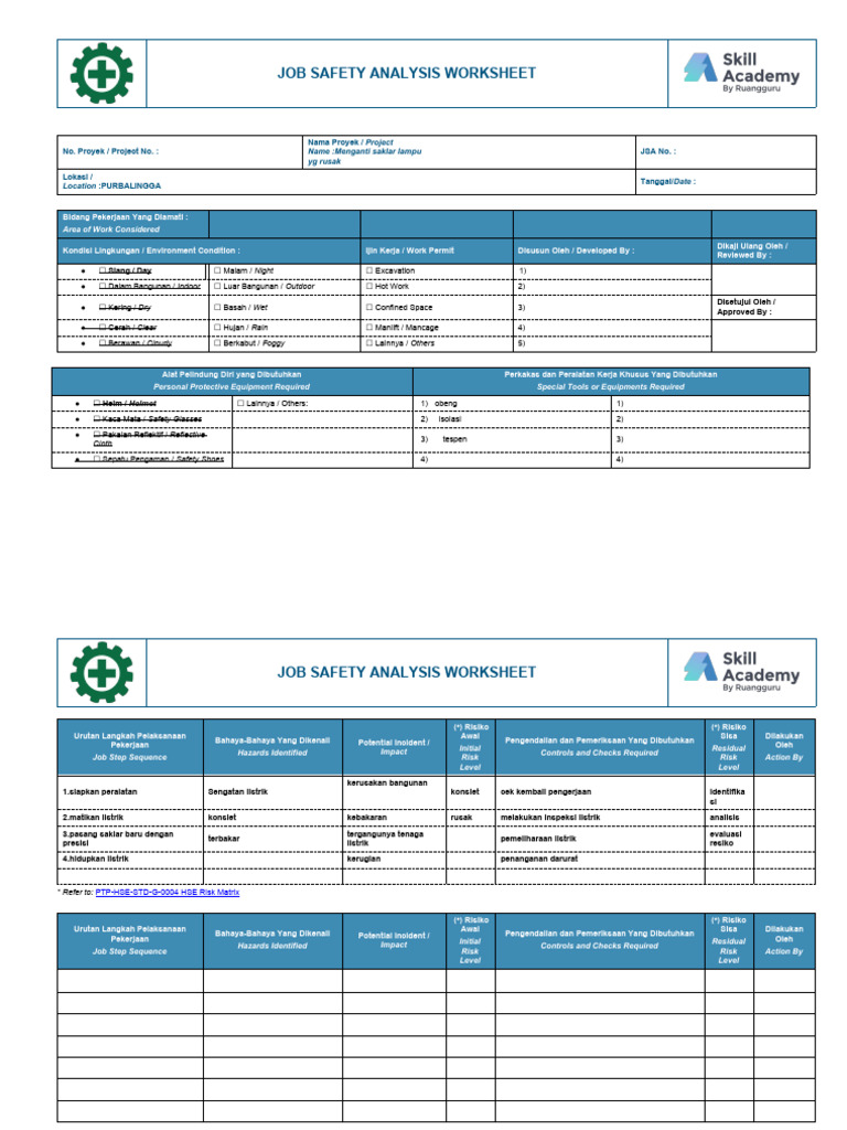 Dokumen Praktik Formulir JSA | PDF