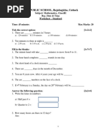 Class 3 Time Measurement Worksheet | PDF | Multiple Choice | Hour