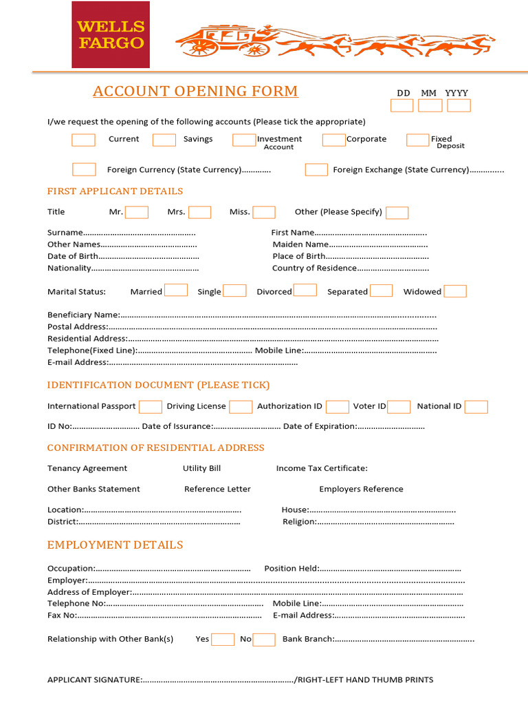 Wells Fargo Account Opening Requirements | PDF | Identity Document ...