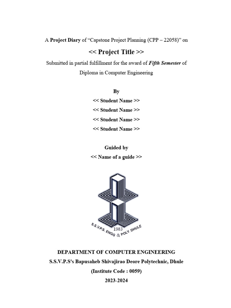 CPP 22058 Project Diary Front and Certificate Page | PDF