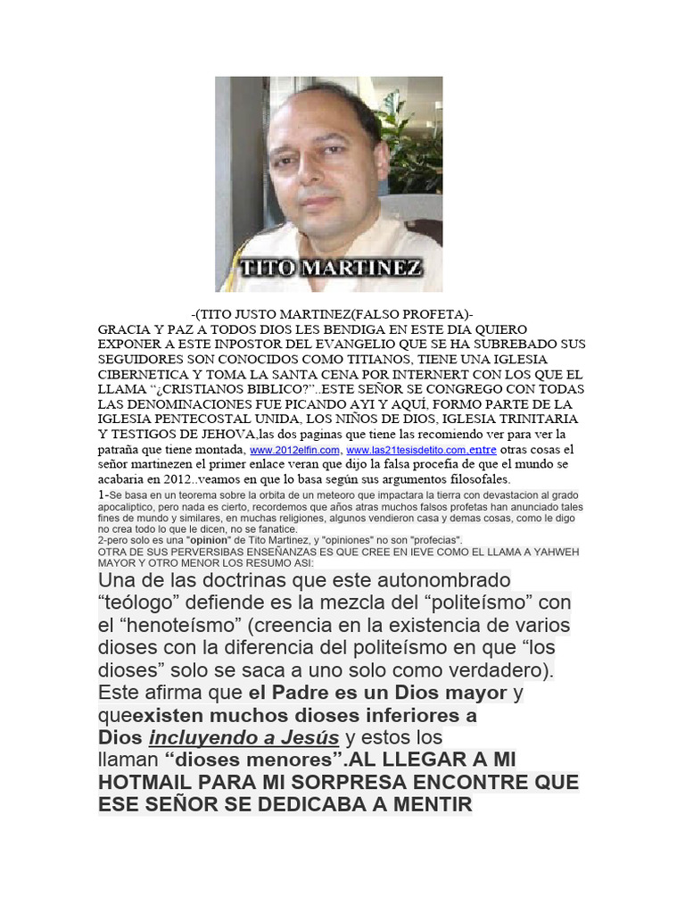 Tito Martinez Falso Profeta | PDF | Religión y espiritualidad