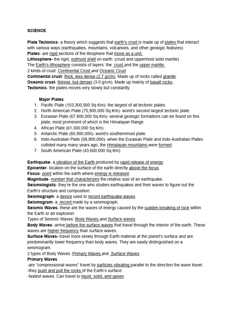 Science Reviewer | PDF | Plate Tectonics | Seismology