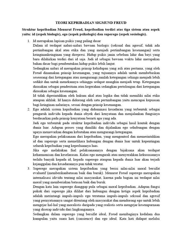 Teori Kepribadian Sigmund Freud | PDF