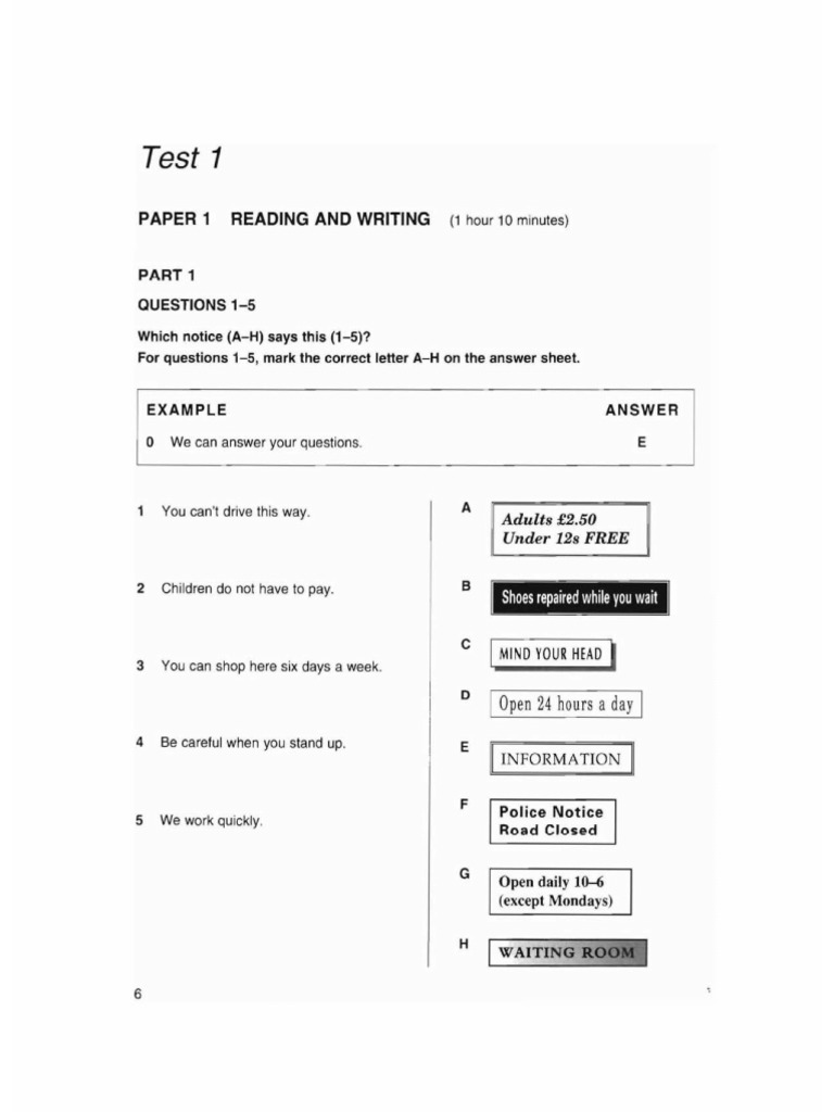 KET Test 1 Reading | PDF