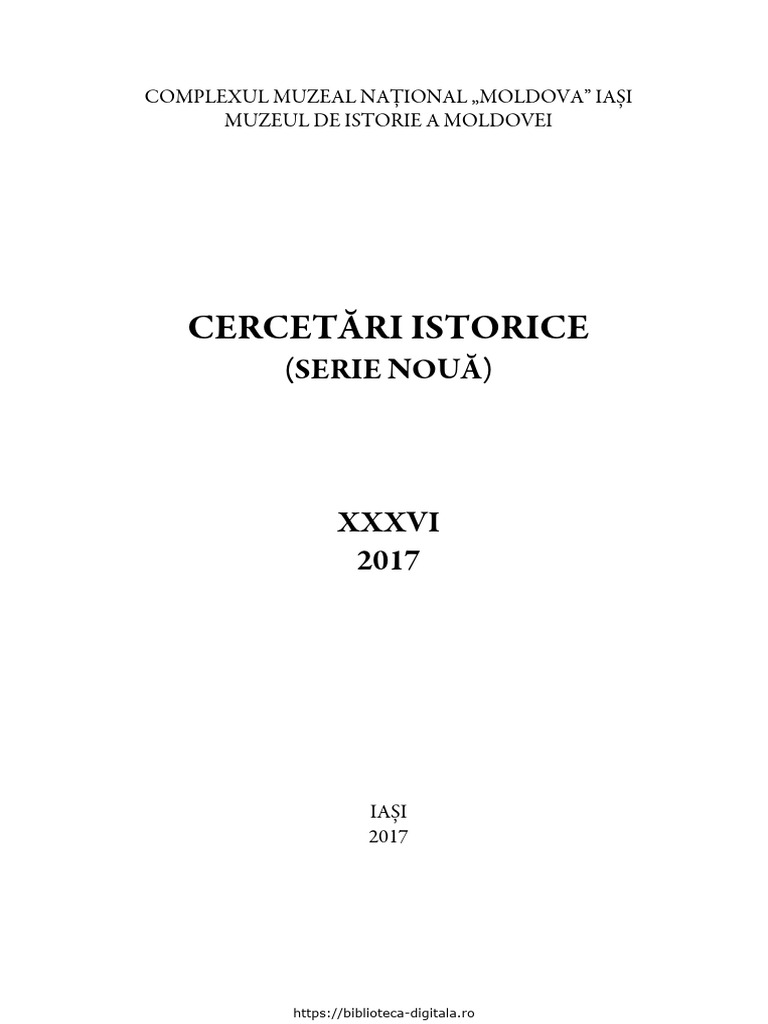 036 Cercetari Istorice Muzeul Istorie Moldovei Iasi 2017 | PDF