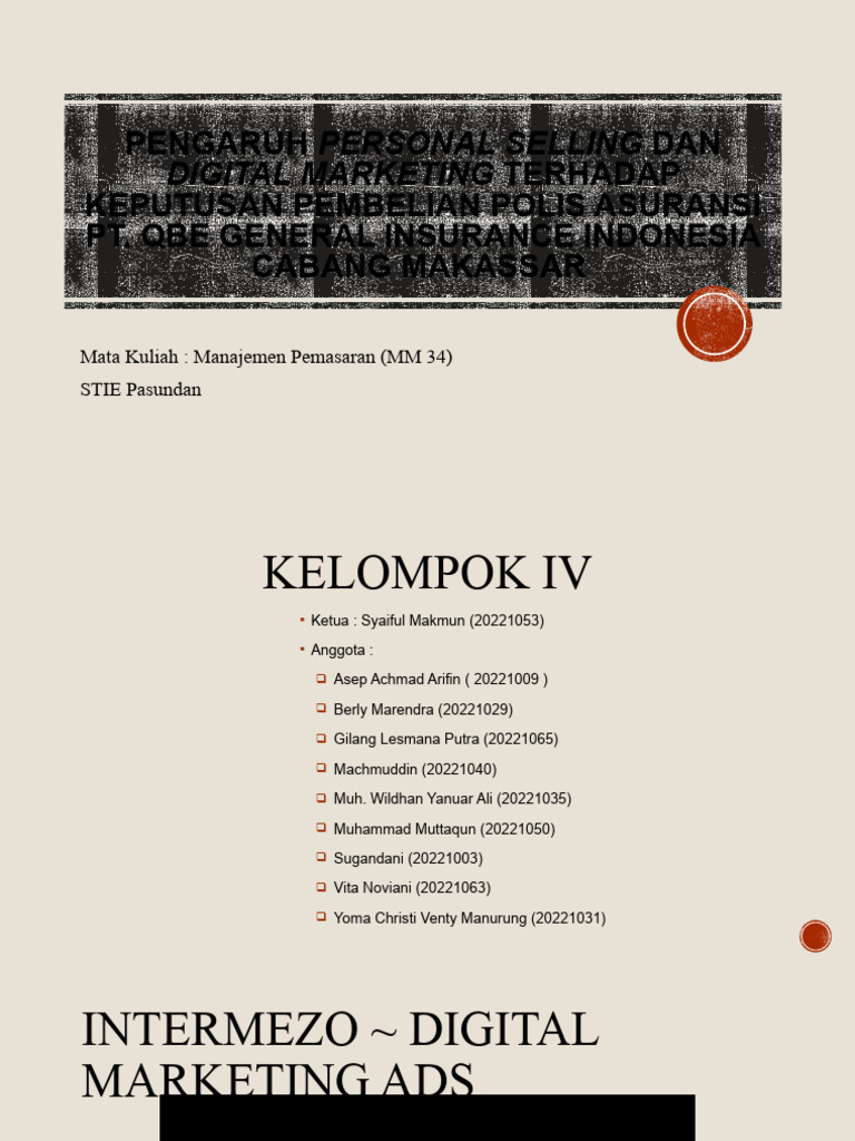 Tugas Kelompok IV - Manajemen Pemasaran | PDF