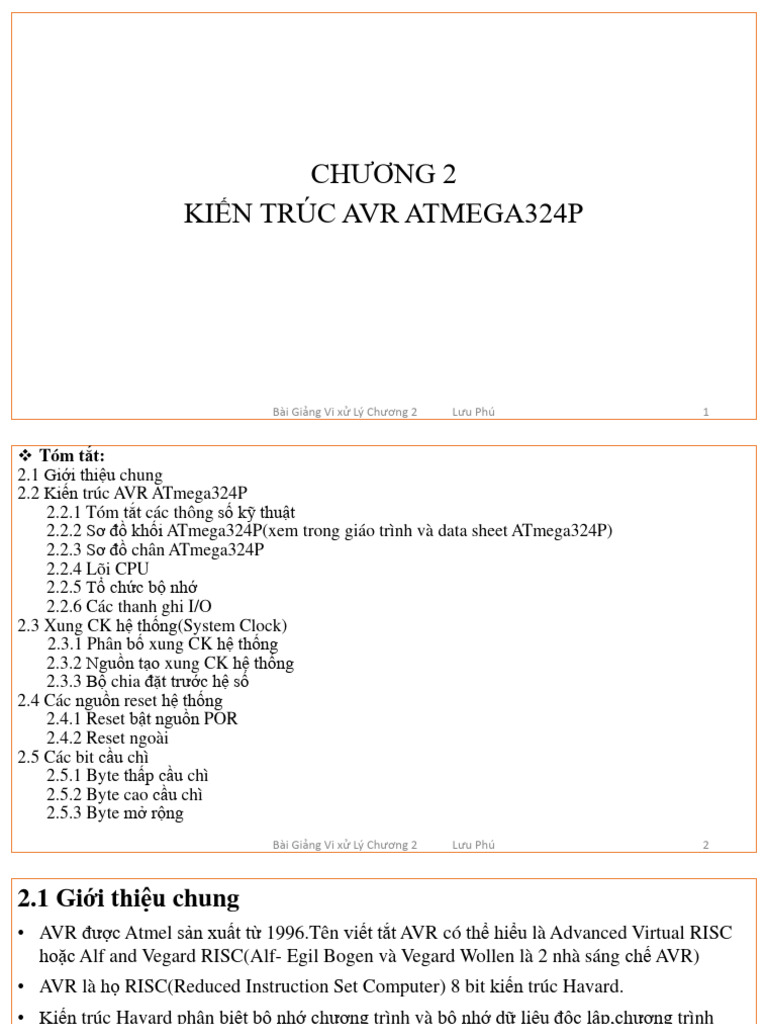 Chuong 2 - Kien Truc Avr Atmega324p | PDF