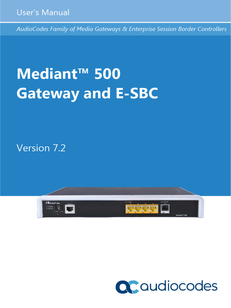 LTRT 10650 Mediant 500 Gateway and e SBC Users Manual Ver 72 | PDF ...