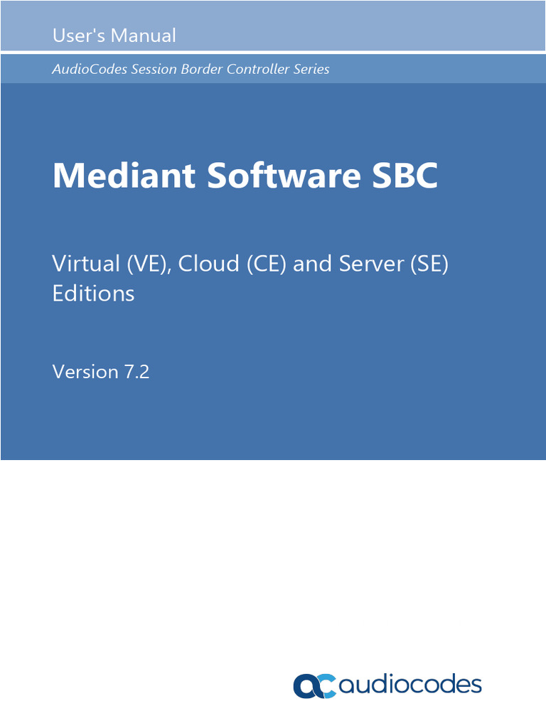 Mediant Software SBC Users Manual Ver 72 | PDF | Session Initiation ...