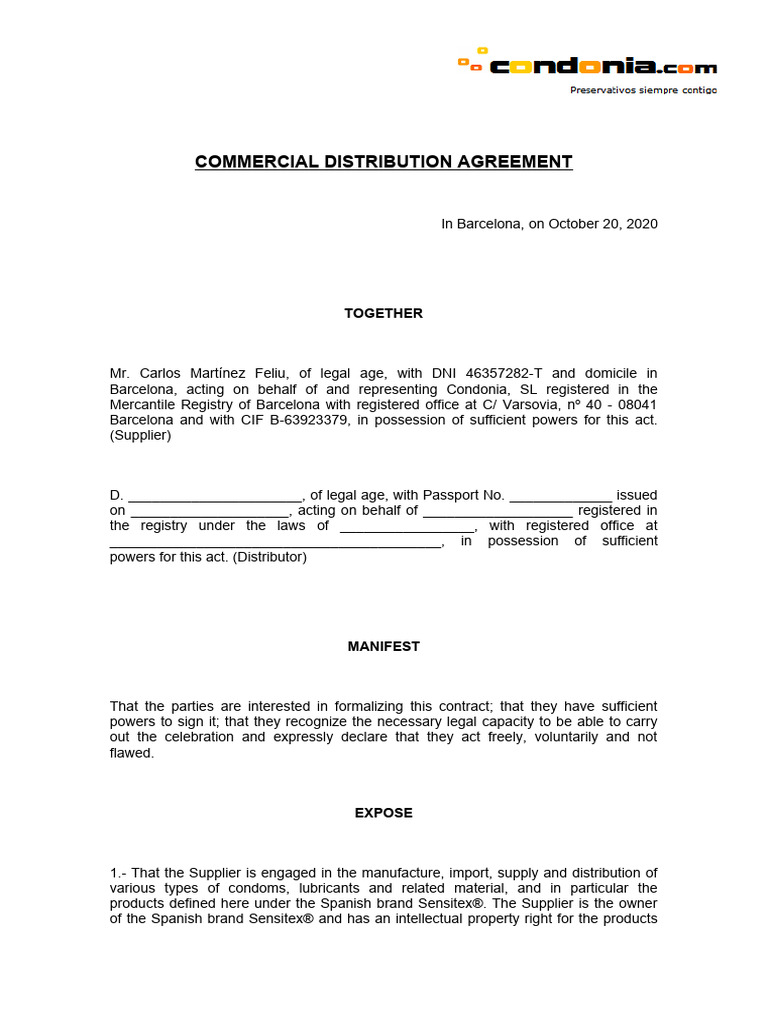 Contract Sensitex Distributor (Namibia) | PDF