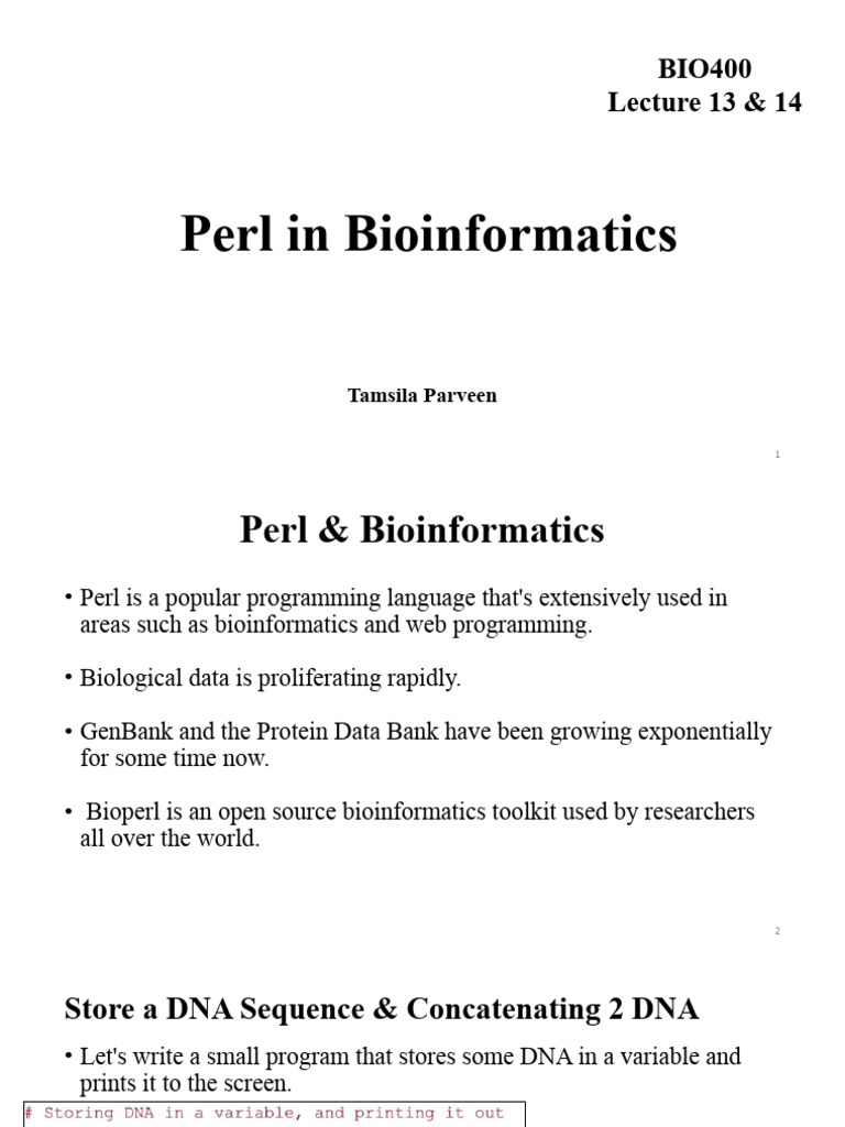 Lecture14-Perl in Bioinformatics | PDF | Translation (Biology) | Dna Lecture14-Perl in Bioinformatics | PDF | Translation (Biology) | Dna