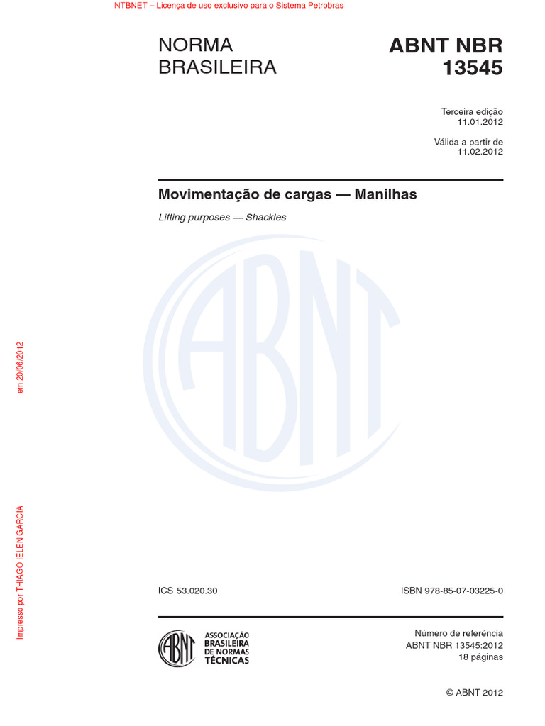 ABNT NBR 13545 - 2012 - Mov. de Cargas - Manilhas | PDF | Dureza