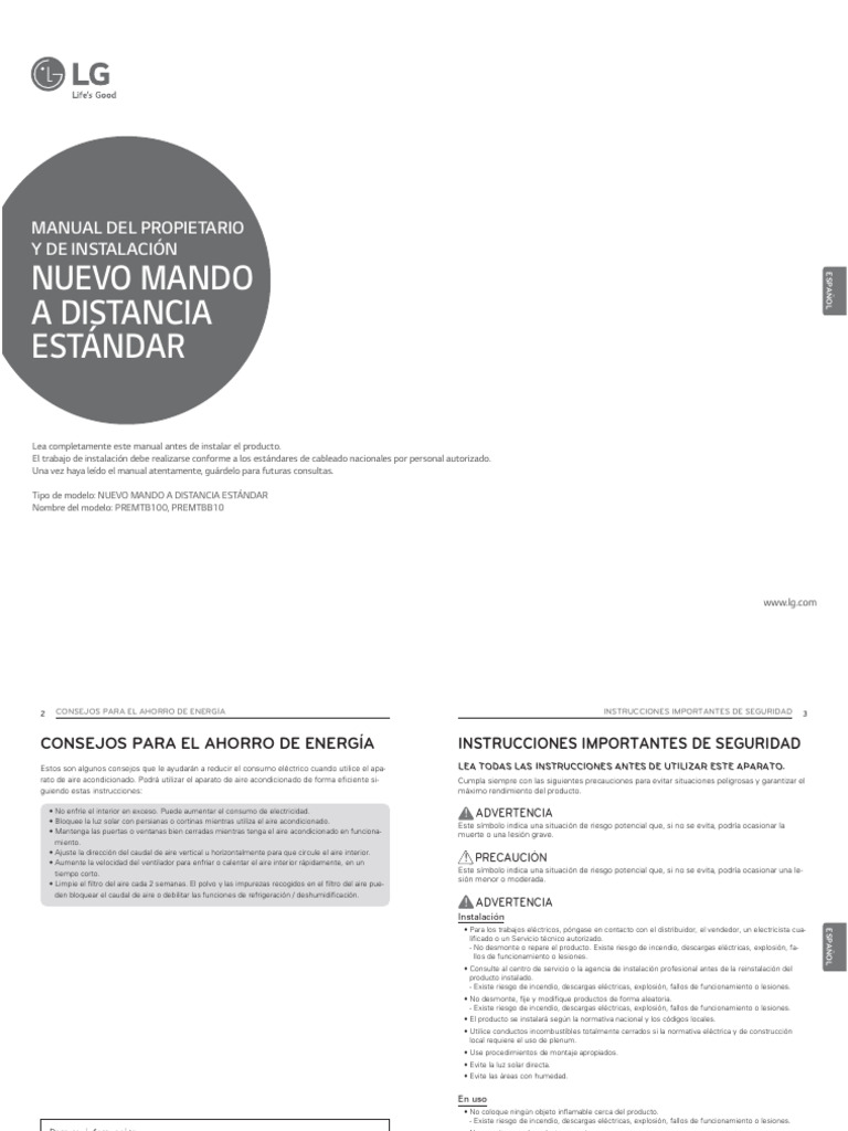 Termostato LG Premtb100-B10 | PDF