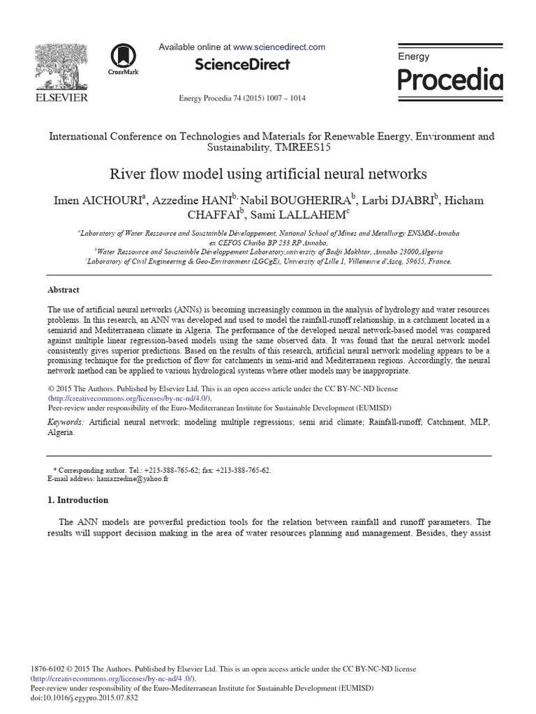 River Flow Model Using Artificial Neural Networks | PDF