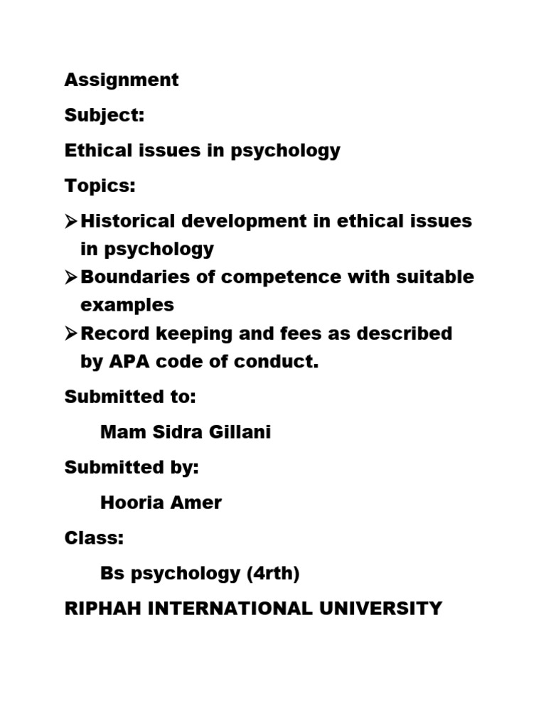 Assignment Ethical Issues (HOORIA 10691) | PDF