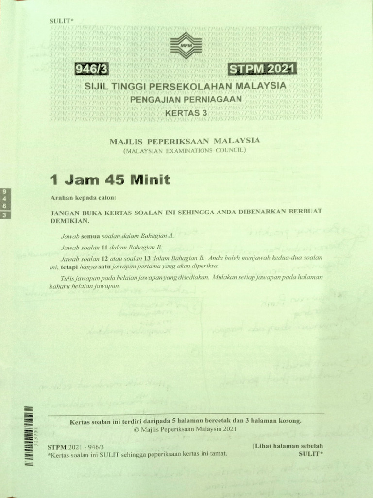 PP Sem 3 STPM 2021 | PDF