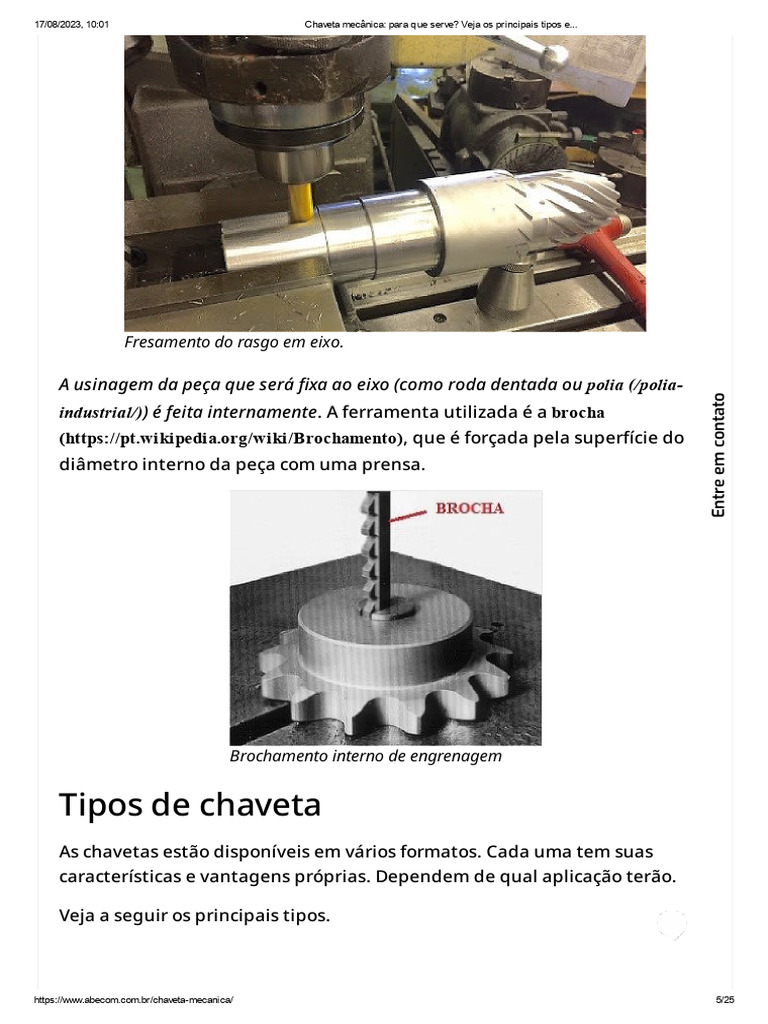 Chaveta Mecânica - para Que Serve - Veja Os Principais Tipos E.. | PDF ...