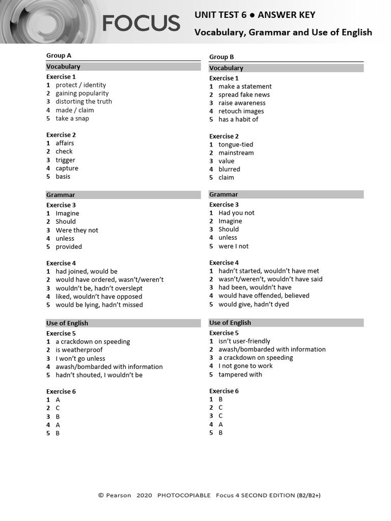 Focus4 ANSWERS | PDF | Human Communication