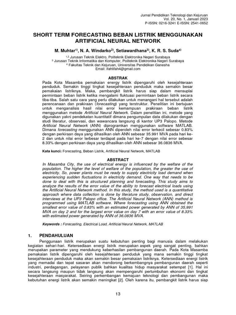 2 M Muhtar Short Term Forecasting Beban Listrik Pdf