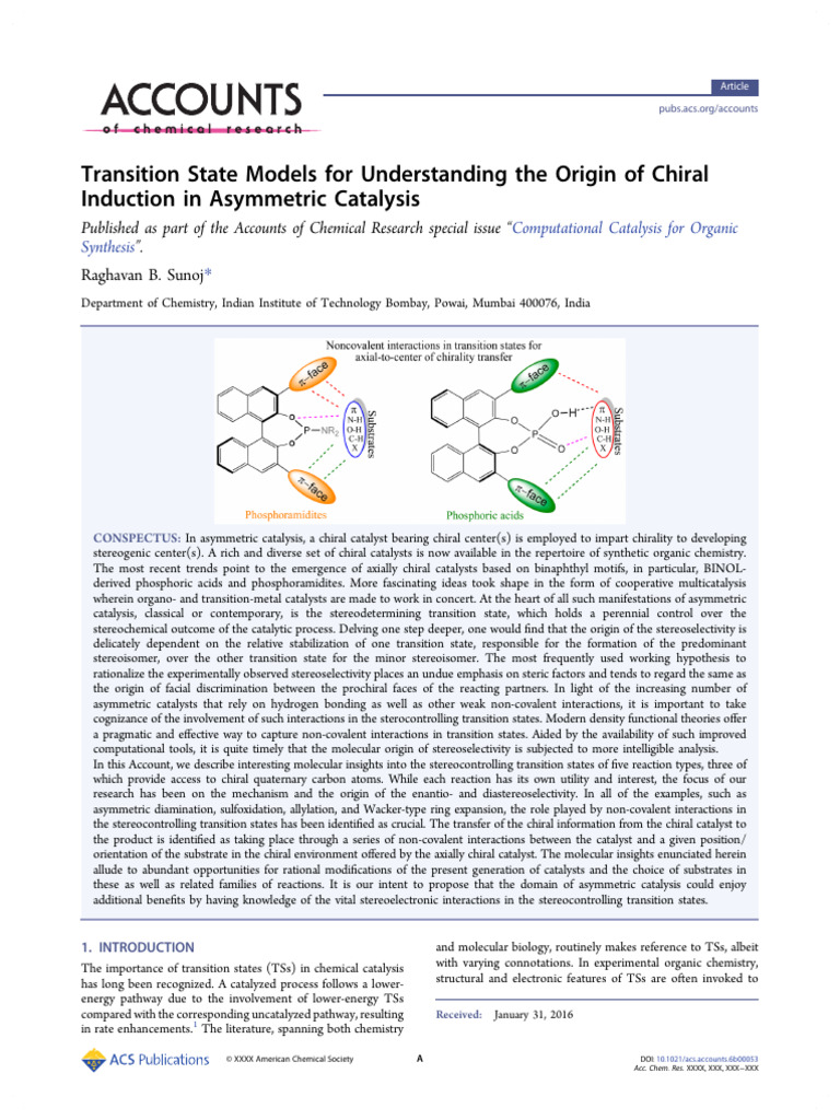 Chiral Induction in Asymmetric Catalysis | PDF | Enantioselective ...