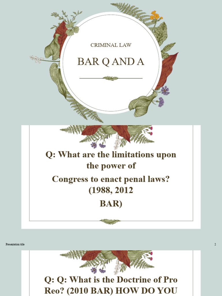 Bar Q and A | PDF
