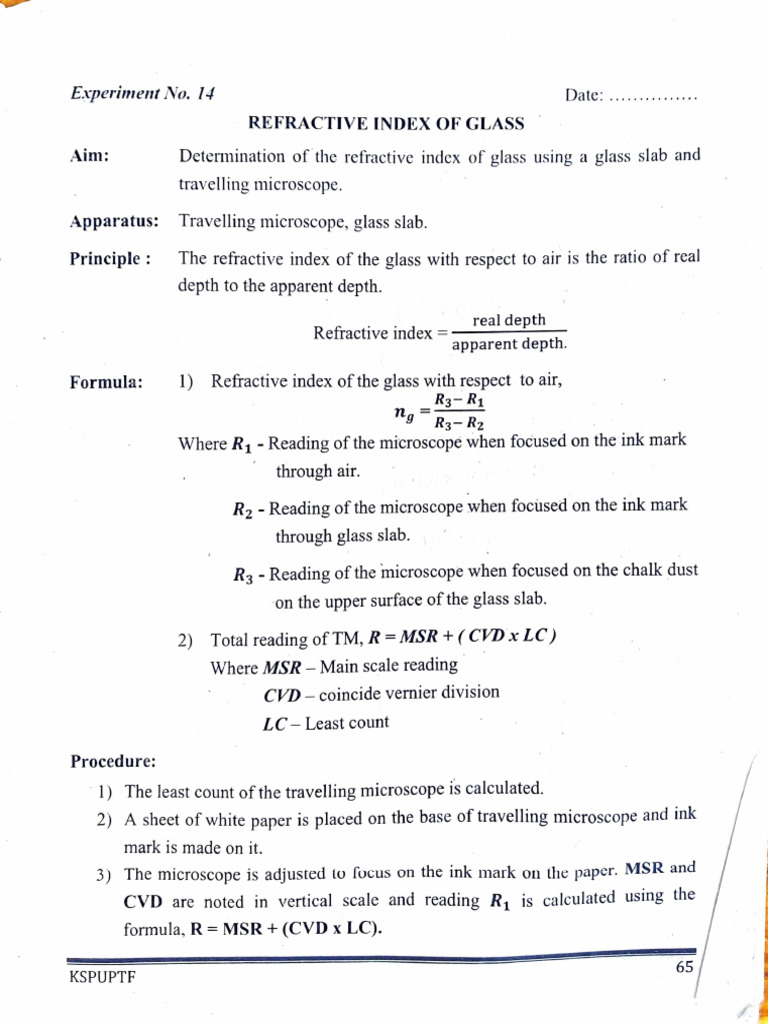 Experiment 8 Refractive Index of Glass | PDF
