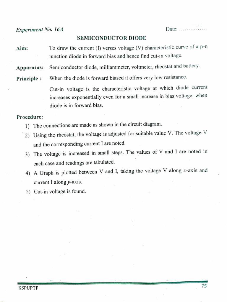 Experiment 10 Semiconductor Diode-1 | PDF