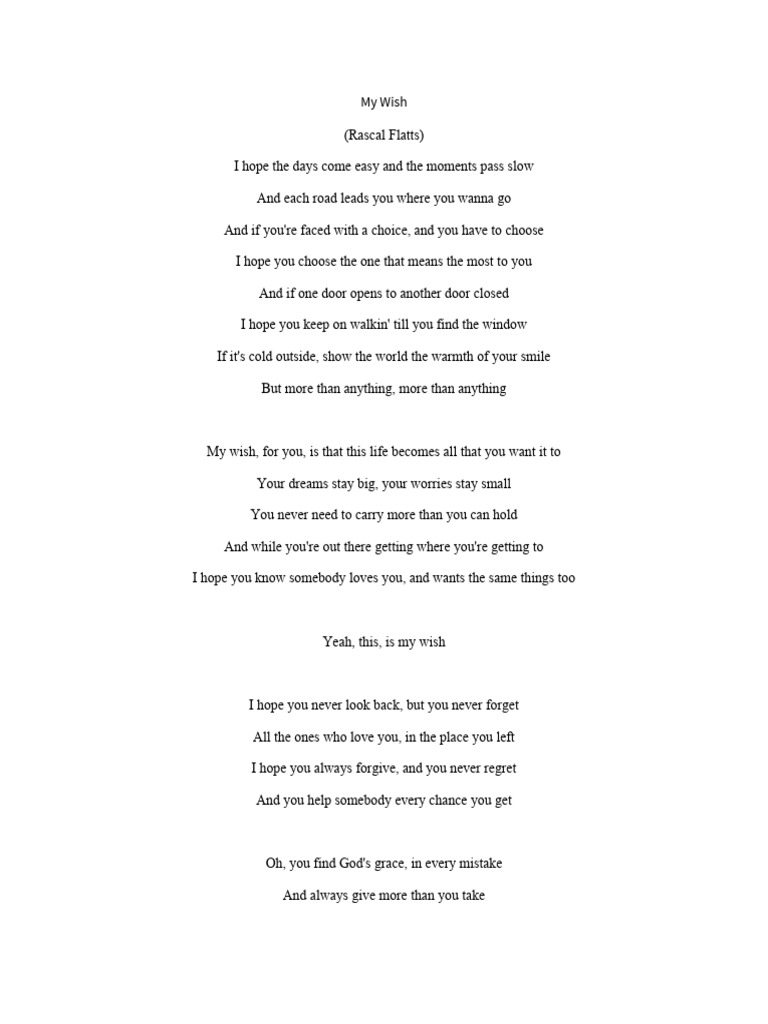 My Wish (Rascal Flatts) | PDF