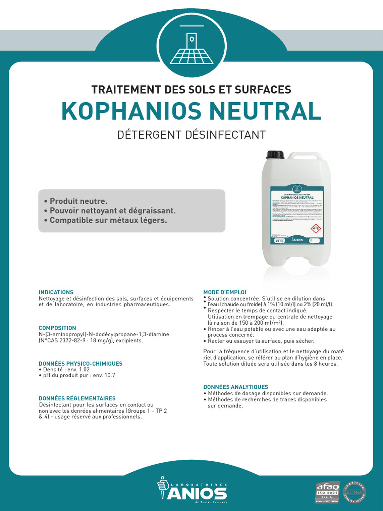 Kophanios Neutral Fiche Technique 00000 FR | PDF