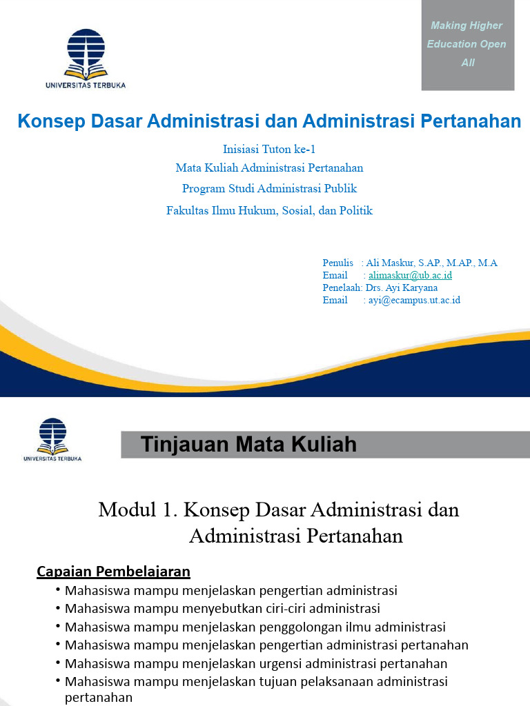Materi Inisiasi 1 Konsep Dasar Administrasi Dan Administrasi Pertanahan | PDF