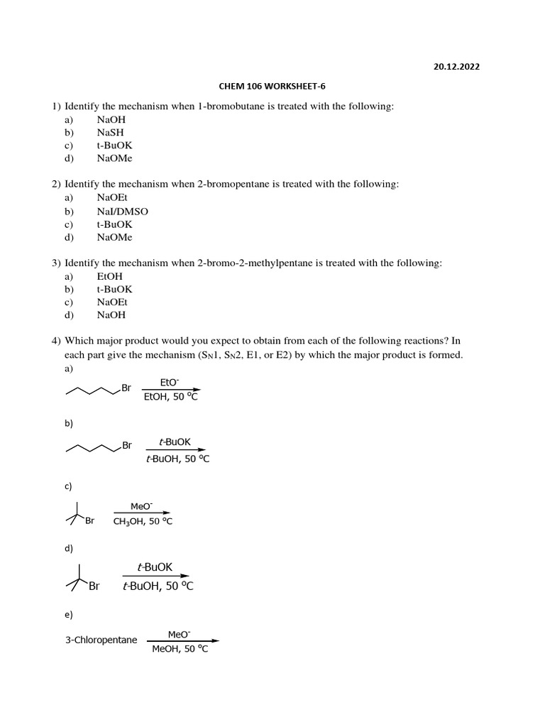 Worksheet 6 | PDF | Alkene | Chemical Substances