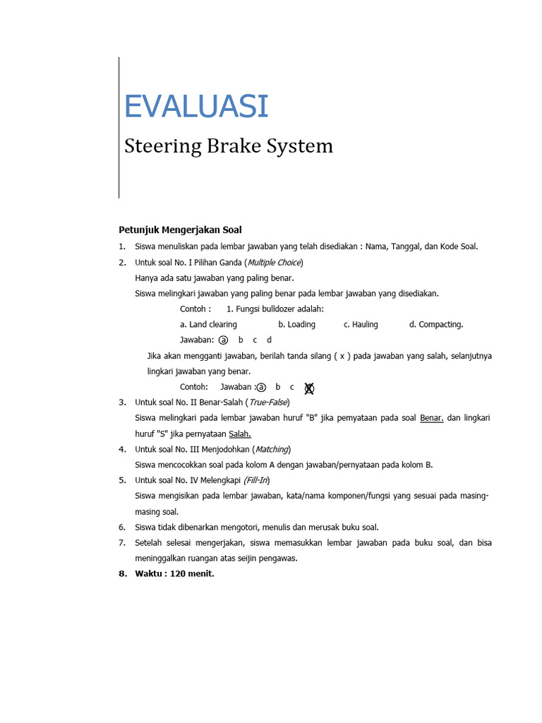 Evaluasi Steering & Brake System | PDF