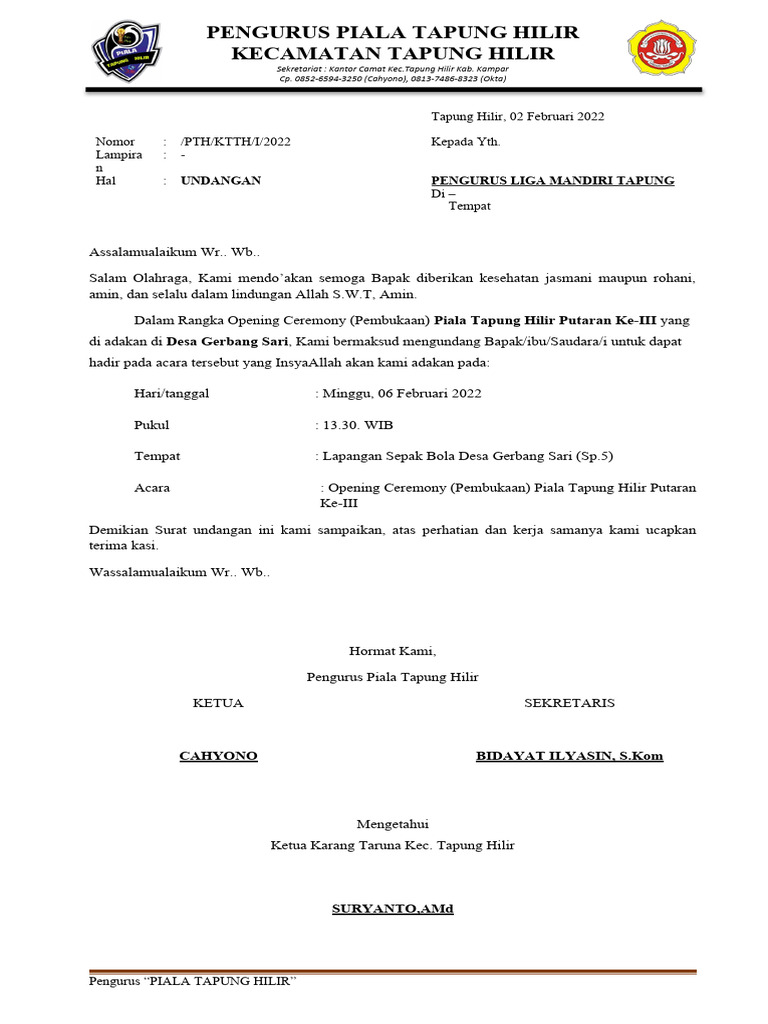 Undangan PTH 3 | PDF