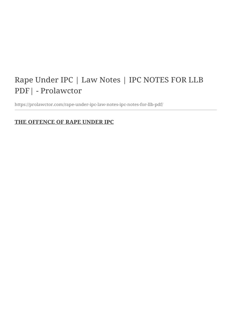 Rape Under Ipc Law Notes Ipc Notes For LLB PDF+ | PDF | Rape | Consent