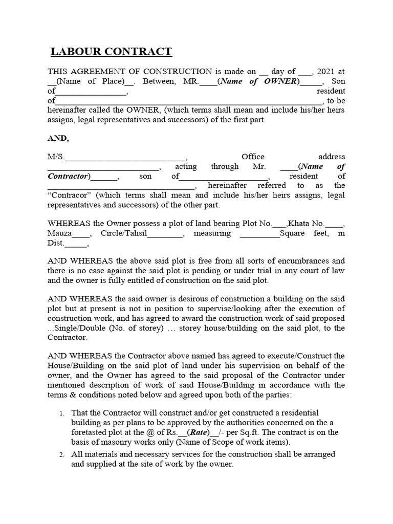 Labour Contract | PDF