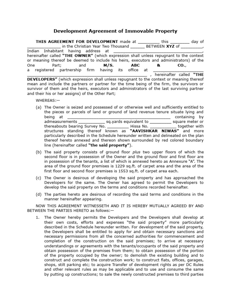 Property Development Agreement | PDF | Indemnity | Civil Law (Legal System)