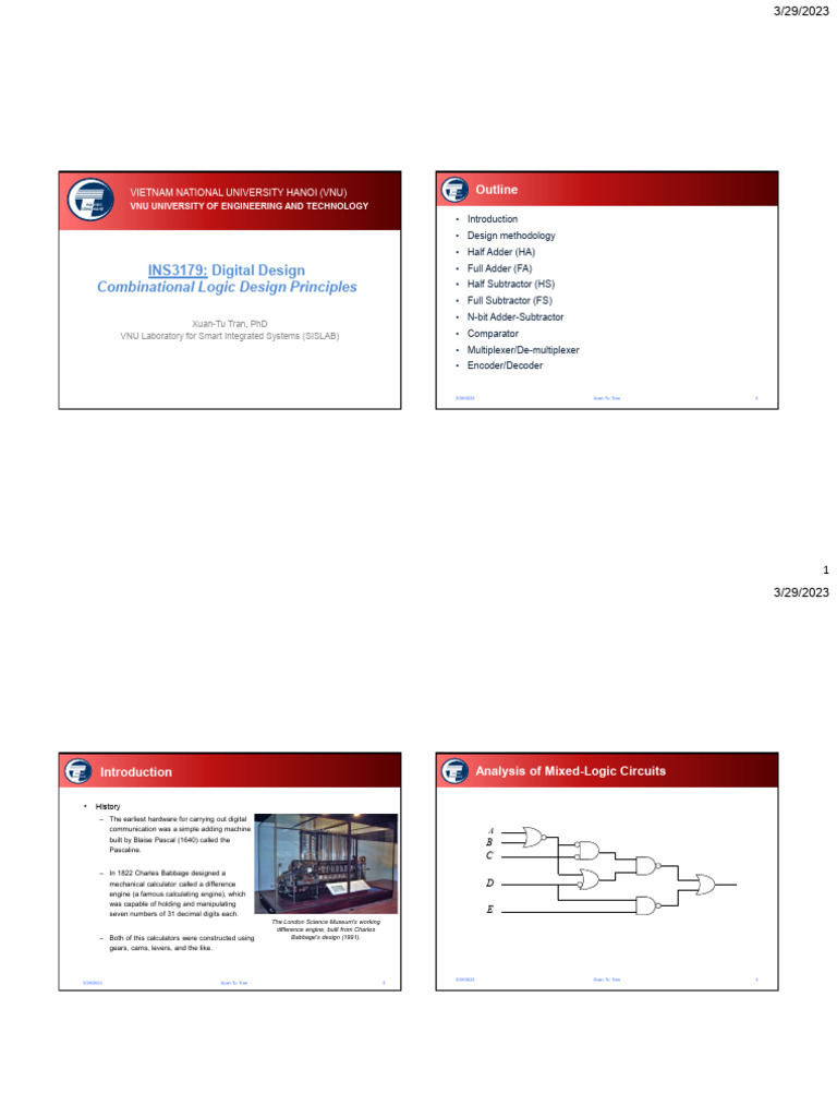 INS3179 Digital Design Lecture 6 Combinational Logic Design Principles ...