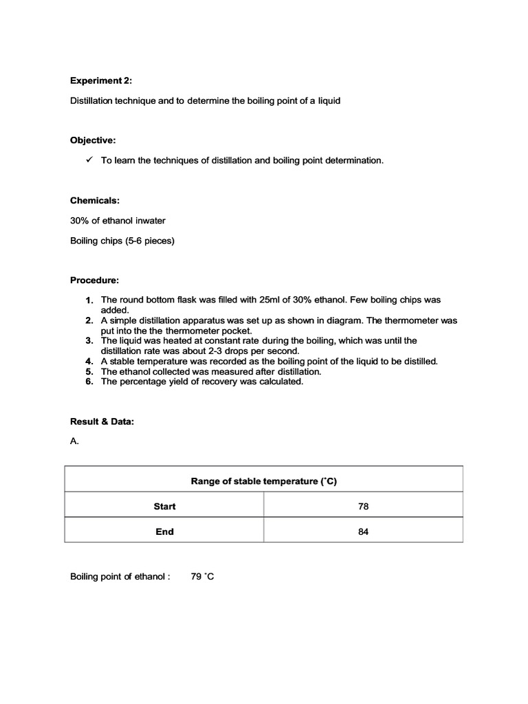 Experiment 2 chm207 Intermediate Organic Chemistry Distillation ...