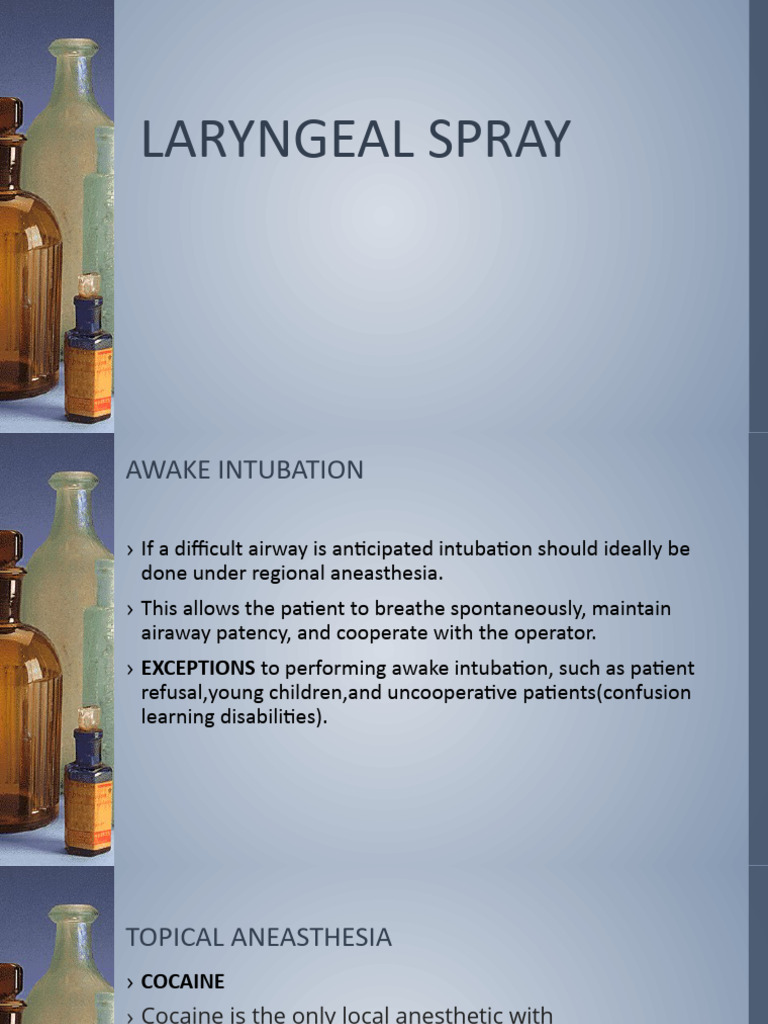 Laryngeal Spray | PDF | Anesthesia | Physiology