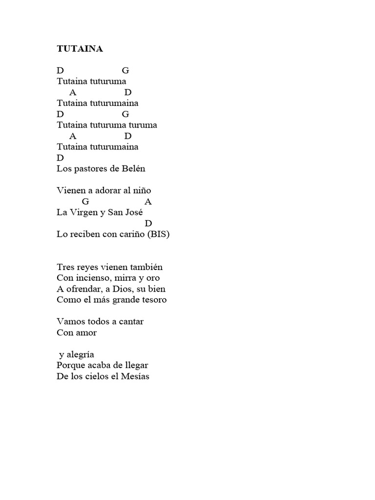 Villancico Tutaina: Letra y Acordes | PDF