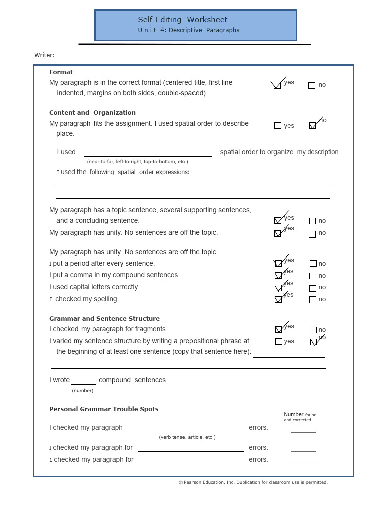 Self Editing Worksheet | PDF | Paragraph | Languages