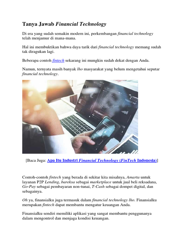 Tanya Jawab Financial Technology | PDF