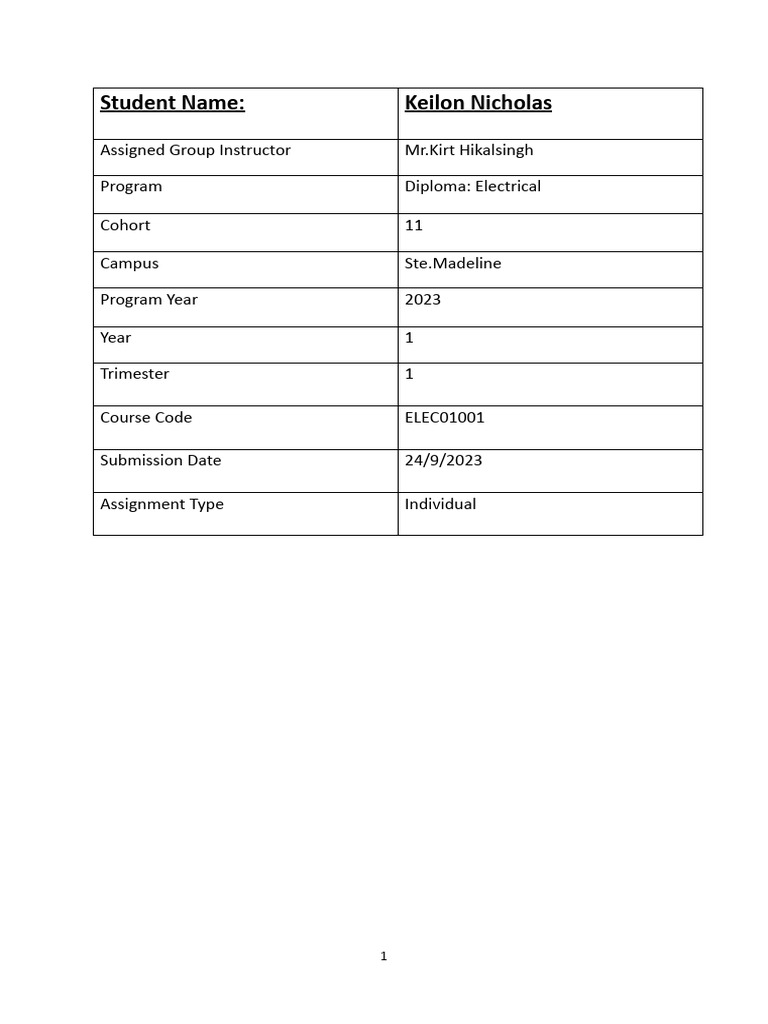 50 Electrical Assignment Pdf 5101