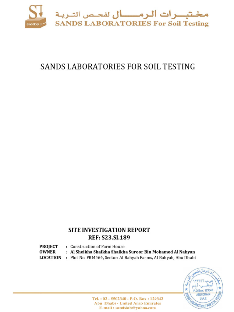 Soil Investigation Report-Sample | PDF