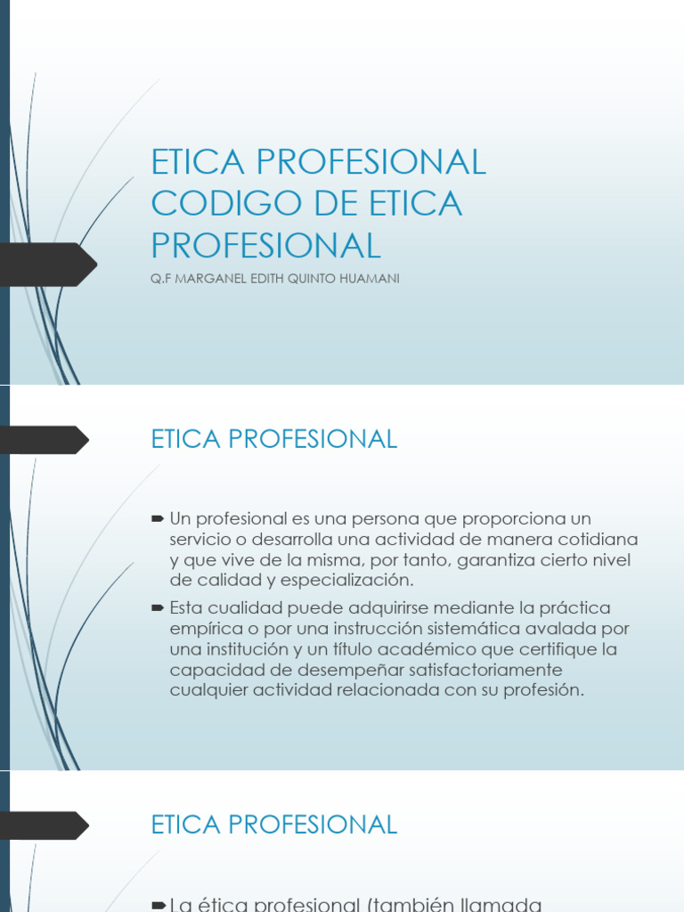 Semana 16, Etica Profesional, Codigo de Etica | PDF