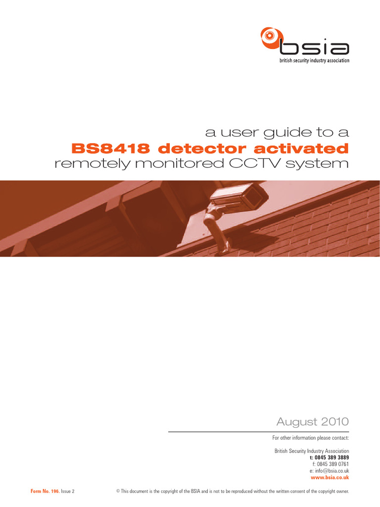 CCTV Guide To Bs8418 | PDF | Security Alarm | Closed Circuit Television